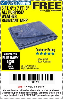 Free Tarp with Any Purchase, Now Through Sunday 8/25 – Harbor Freight ...