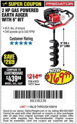Buy Our 2HP Gas-Powered Earth Auger for Just $169.99 – Harbor Freight ...