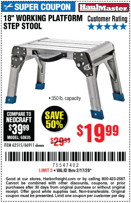 HAUL-MASTER 18 In. Working Platform Step Stool for $19.99 – Harbor ...