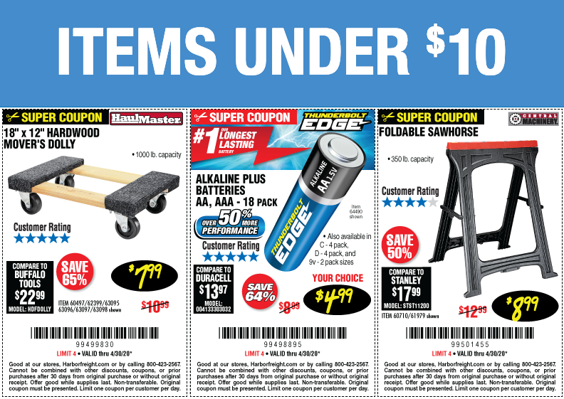 Shop Items Under $10 – Harbor Freight Coupons