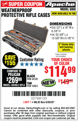 APACHE 9800 Weatherproof Protective Rifle Case for $114.99 – Harbor ...