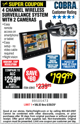 COBRA 4 Channel Wireless Surveillance System with 2 Cameras for $199.99 ...