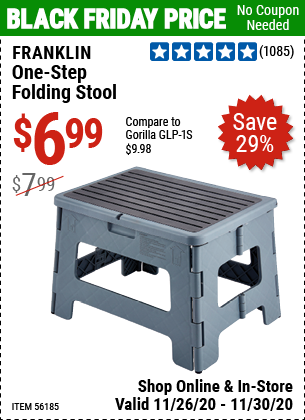 FRANKLIN One-Step Folding Stool for $6.99 – Harbor Freight Coupons