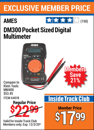AMES DM300 Pocket Sized Digital Multimeter for $17.99 – Harbor Freight ...