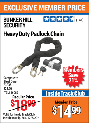 BUNKER HILL SECURITY Heavy Duty Padlock Chain for $14.99 – Harbor ...
