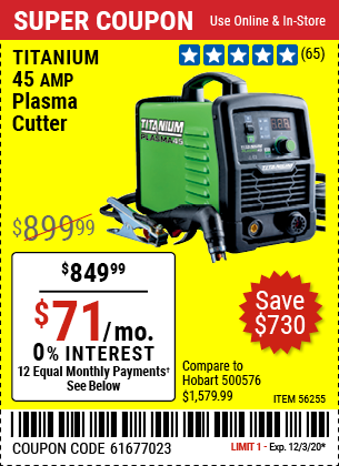 TITANIUM 45A Plasma Cutter for $849.99 – Harbor Freight Coupons