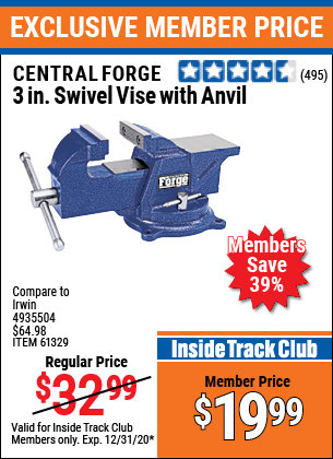 CENTRAL FORGE 3 in. Swivel Vise with Anvil for $19.99 – Harbor Freight ...