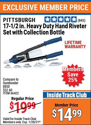 PITTSBURGH 17-1/2 In Heavy Duty Hand Riveter Set With Collection Bottle ...
