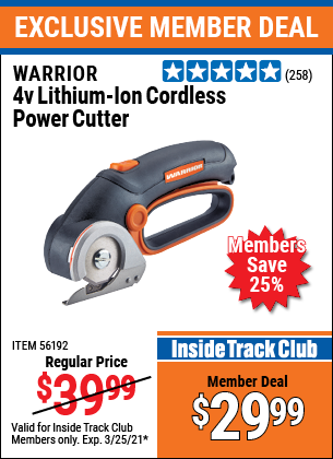 WARRIOR 4v Lithium-Ion Cordless Power Cutter – Item 56192 – Harbor ...