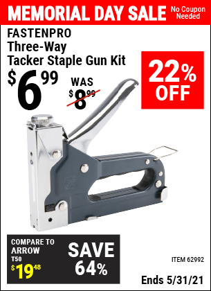FASTENPRO Three-Way Tacker Staple Gun Kit for $6.99 – Harbor Freight ...