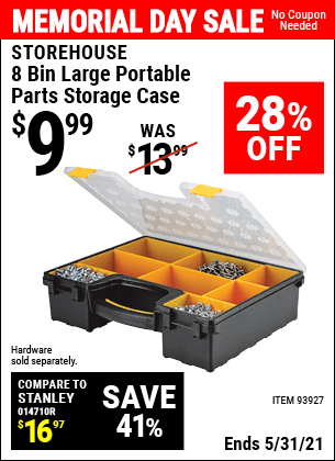 STOREHOUSE 8 Bin Large Portable Parts Storage Case for $9.99 – Harbor ...