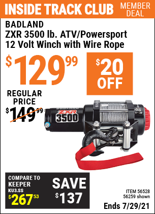 BADLAND 3500 Lb. ATV/Powersport 12V Winch With Automatic Load-Holding ...