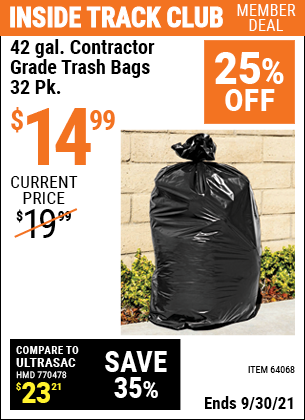 HFT 42 gal. Contractor Grade Trash Bags 32 Pk. – Item 64068 – Harbor ...
