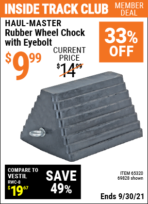 HAUL-MASTER Rubber Wheel Chock with Eyebolt for $9.99 – Harbor Freight ...