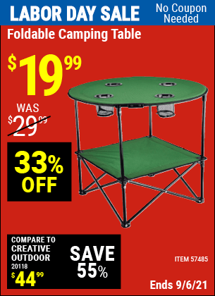 Foldable Camping Table for $19.99 – Harbor Freight Coupons
