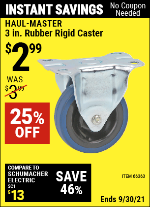 HAUL-MASTER 3 in. Rubber Light Duty Rigid Caster for $2.99 – Harbor ...
