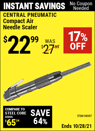 CENTRAL PNEUMATIC Compact Air Needle Scaler for $22.99 – Harbor Freight ...