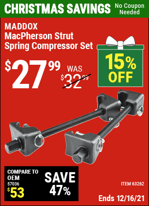 MADDOX MacPherson Strut Spring Compressor Set for $27.99 – Harbor ...