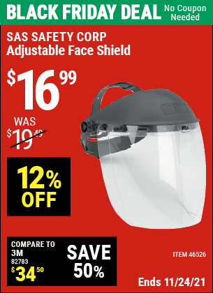 SAS SAFETY CORP Adjustable Face Shield for $16.99 – Harbor Freight Coupons