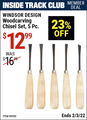 WINDSOR DESIGN Woodcarving Chisel Set 5 Pc. for $12.99 – Harbor Freight ...