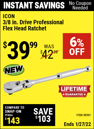 ICON 3/8 in. Drive Professional Flex Head Ratchet for $39.99 – Harbor ...
