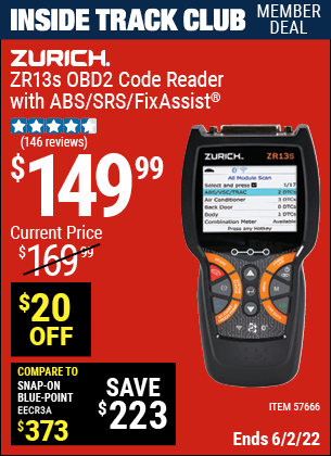 ZURICH ZR13S OBD2 Code Reader with ABS/SRS/FixAssist® for $149.99 ...