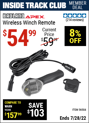 BADLAND Wireless Winch Remote for $54.99 – Harbor Freight Coupons