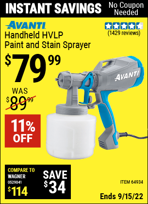 AVANTI Handheld HVLP Paint & Stain Sprayer for $79.99 – Harbor Freight ...