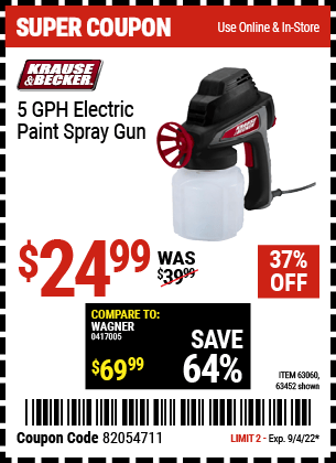 KRAUSE & BECKER 5 GPH Electric Paint Spray Gun for $24.99 – Harbor ...