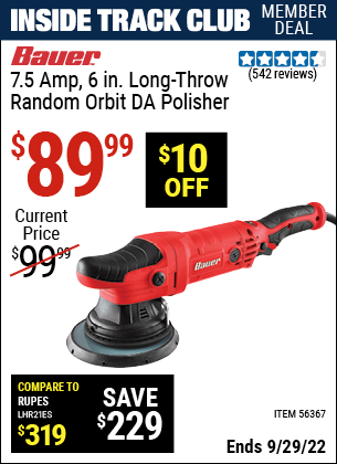 BAUER 20mm Long-Throw Random Orbit 6 In. DA Polisher for $89.99 ...