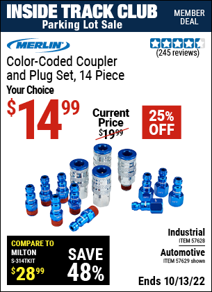 MERLIN Color-Coded Automotive or Industrial Coupler and Plug Set, 14 Pc ...