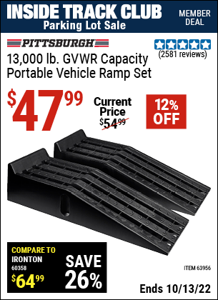 PITTSBURGH AUTOMOTIVE 13000 Lb. Portable Vehicle Ramp Set for $47.99 ...
