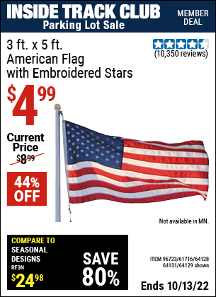 3 Ft. X 5 Ft. American Flag With Embroidered Stars for $4.99 – Harbor ...