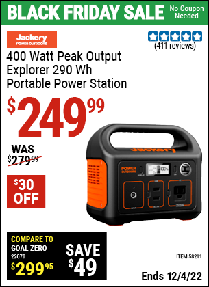 JACKERY 400 Watt Peak Output Explorer 290 Wh Portable Power Station for ...
