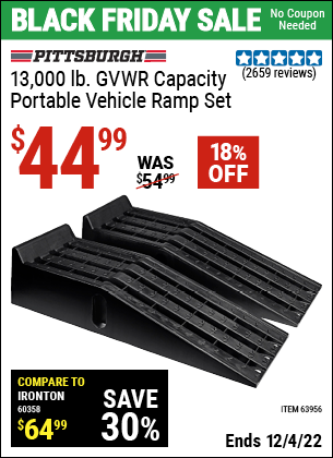 PITTSBURGH AUTOMOTIVE 13000 Lb. Portable Vehicle Ramp Set for $44.99 ...
