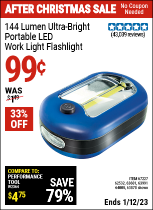 144 Lumen Ultra Bright LED Portable Worklight/Flashlight – Item 63878 ...