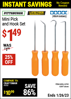 PITTSBURGH Mini Pick and Hook Set – Item 63697 / 34328 / 63765 / 66836 ...