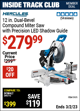 HERCULES 12 in. Dual-Bevel Compound Miter Saw with Precision LED Shadow Guide for $279.99 ...