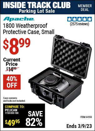 Coupons for APACHE 1800 Weatherproof Protective Case for $8.99