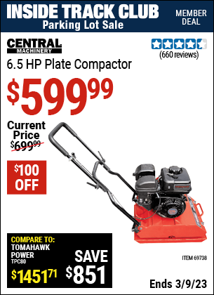 CENTRAL MACHINERY 6.5 HP Plate Compactor for $599.99 – Harbor Freight ...