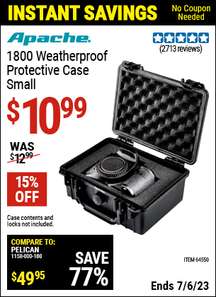 APACHE 1800 Weatherproof Protective Case for $10.99 – Harbor Freight Coupons