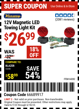 KENWAY 12V Magnetic LED Towing Light Kit for $26.99 – Harbor Freight ...