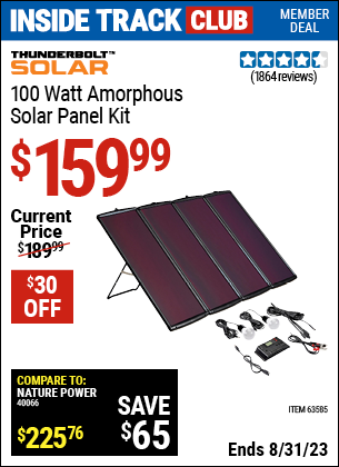 THUNDERBOLT MAGNUM SOLAR 100 Watt Solar Panel Kit for $159.99 – Harbor ...