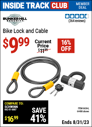 BUNKER HILL SECURITY Bike Lock And Cable for $9.99 – Harbor Freight Coupons