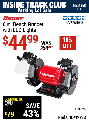 BAUER 6 in. Bench Grinder With LED Lights for $44.99 – Harbor Freight ...