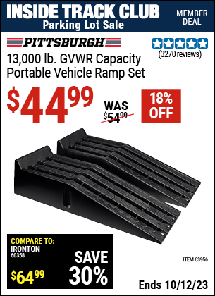 PITTSBURGH AUTOMOTIVE 13000 lb. Portable Vehicle Ramp Set for $44.99 ...