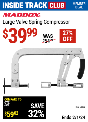 Coupons for MADDOX Large Valve Spring Compressor for $39.99