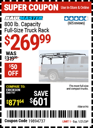 HAUL-MASTER 800 lb. Capacity Full Size Truck Rack for $269.99 – Harbor ...