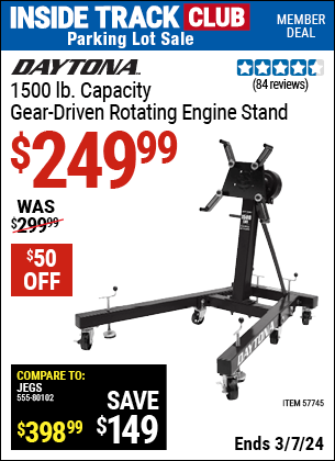 DAYTONA 1500 lb. Capacity Gear Driven Rotating Engine Stand for $249.99 ...