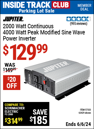 JUPITER 2,000 Watt Continuous/4,000 Watt Peak Modified Sine Wave Power ...